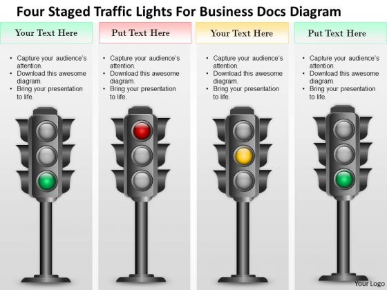 Business Diagram Four Staged Traffic Lights For Business Docs Diagram Prese