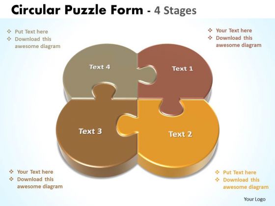 Business Framework Model Circular Puzzle Form 4 Stages Sales Diagram