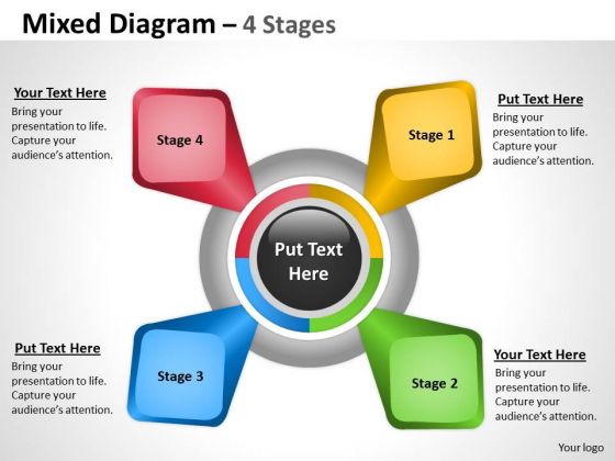 Business Framework Model Sales Mixed Diagram With 4 Stages Sales Diagram