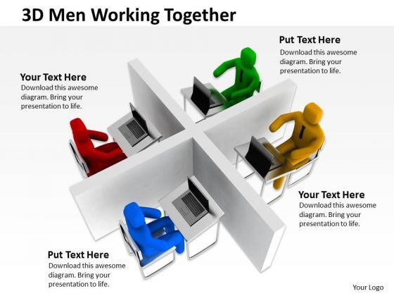 Business Model Diagram Examples 3d Men Working Together PowerPoint ...