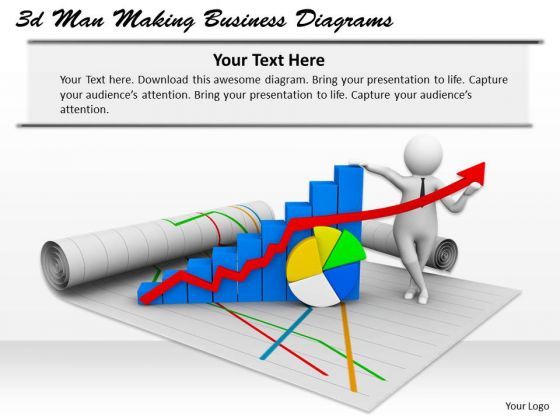 Business Model Strategy 3d Man Making Diagrams Basic Concepts