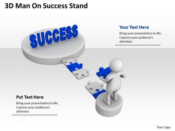 Business People 3d Man On Success Stand PowerPoint Slides