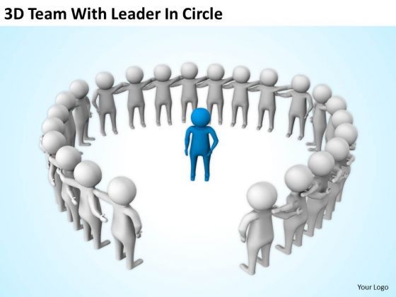 Business People Clipart 3d Team With Leader Circle PowerPoint Slides