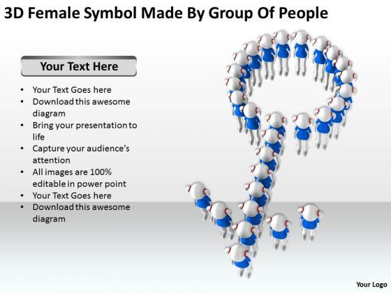 Business Persons 3d Female Symbol Made By Group Of People PowerPoint ...