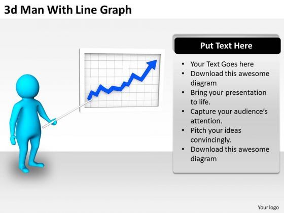 Business Plan And Strategy 3d Man With Line Graph Adaptable Concepts