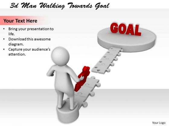 Business Planning Strategy 3d Man Walking Towards Goal Basic Concepts