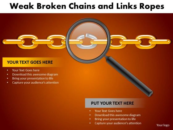 Business Process PowerPoint Templates Business Weak Broken Chains And ...