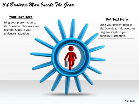 Business Strategy And Policy 3d Man Inside The Gear Character Models
