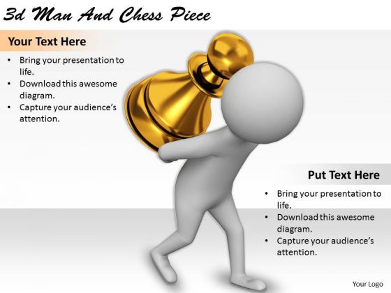 Business Strategy Process 3d Man And Chess Piece Characters