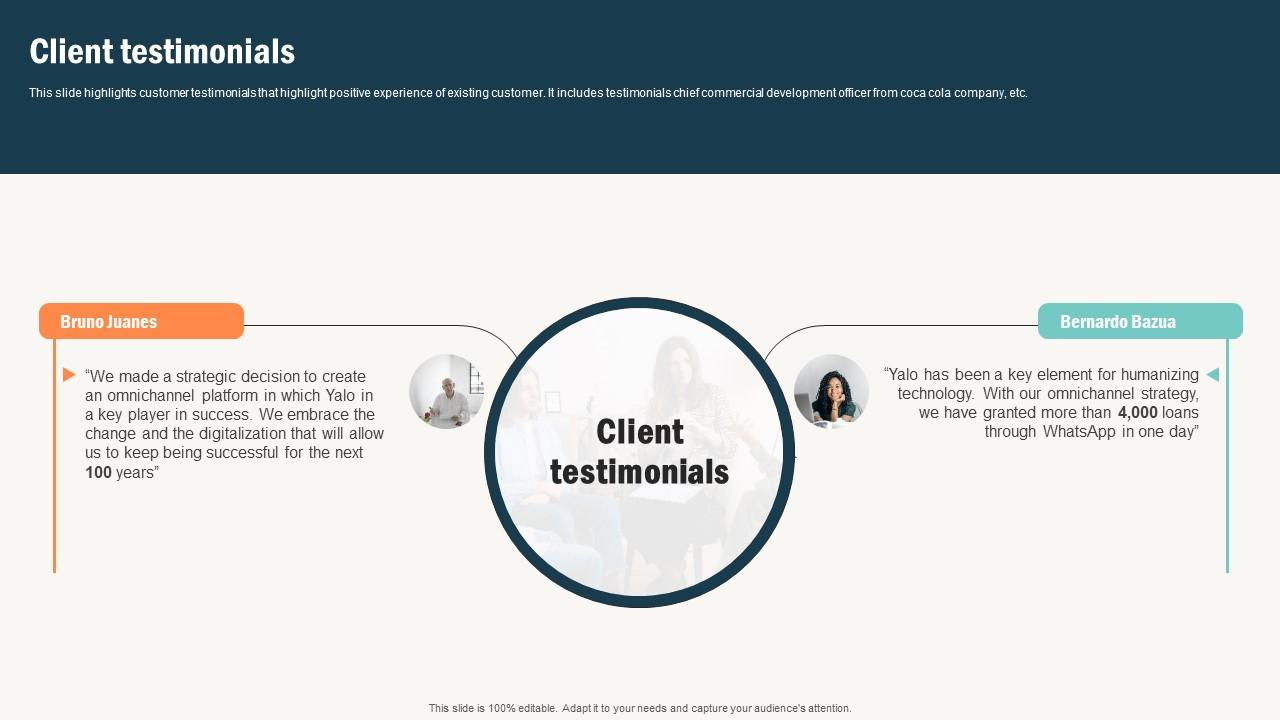 Client Testimonials Conversational Commerce Platform Investor
