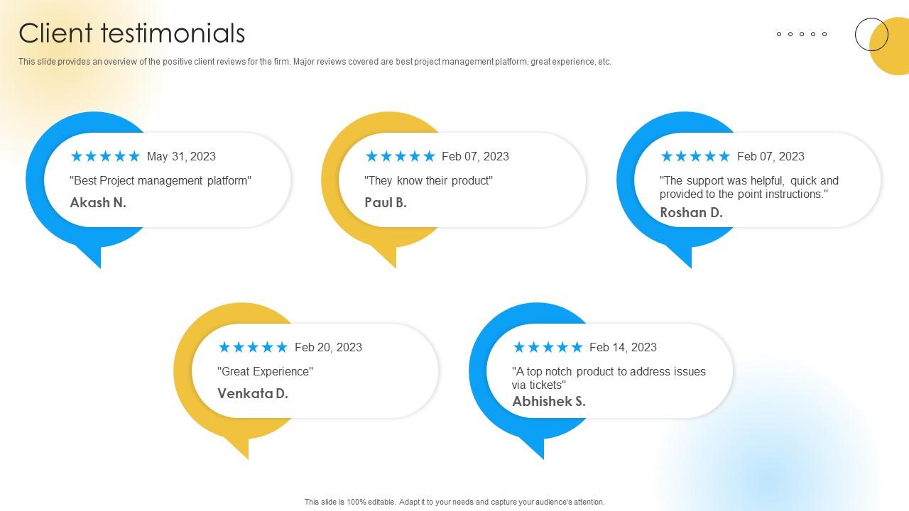 Client Testimonials Software Development Company Funding Elevator Pitch ... Client Testimonials Software Development Company Funding Elevator Pitch ...