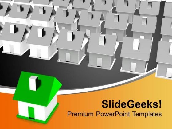 Concept Of Individuality Crowd Of Houses PowerPoint Templates Ppt Backgroun