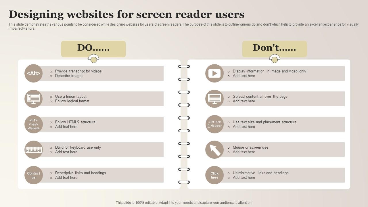 Designing Websites For Screen Reader Users Screen Reader Accessible Website Demonstration Pdf 