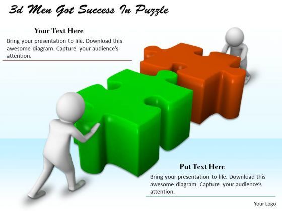 Develop Business Strategy 3d Men Got Success Puzzle Basic Concepts