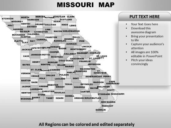 Editable Usa Missouri State PowerPoint Maps