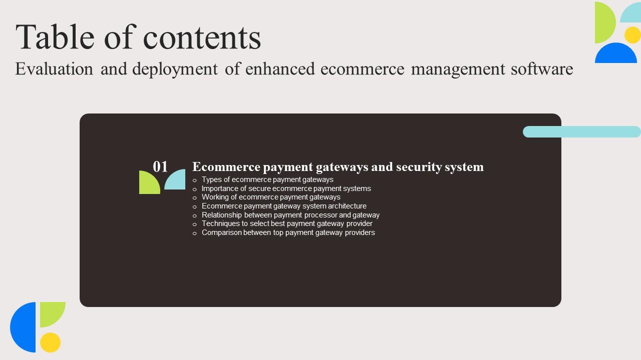 Evaluation And Deployment Of Enhanced Ecommerce Table Of Contents