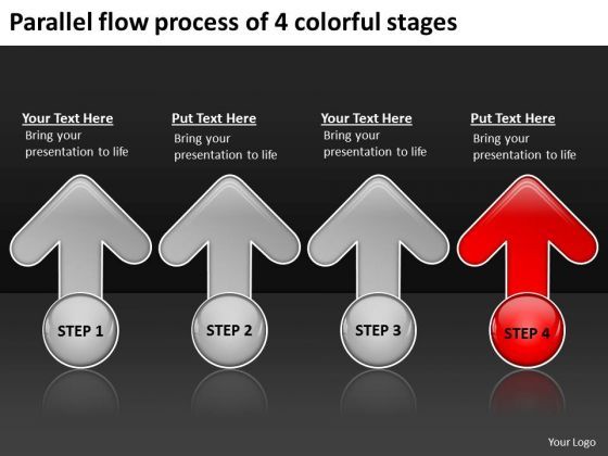 Flow Process Of 4 Colorful Stages Ppt How To Structure Business Plan ...