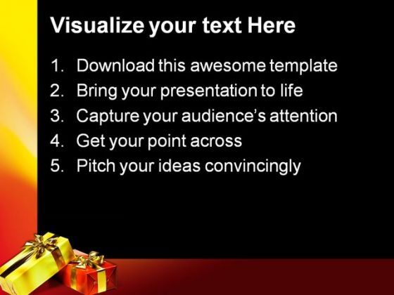 Gift Box With Golden Ribbon Events PowerPoint Templates And PowerPoint Back