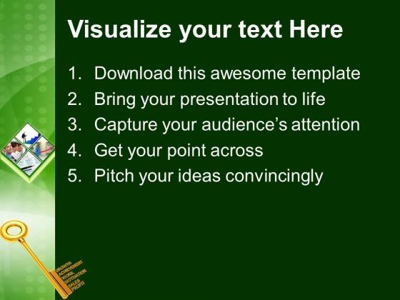 Golden Key With Words Business Terms PowerPoint Templates Ppt ...