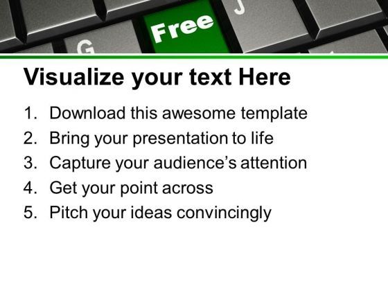 Keyboard With Free On Green Button PowerPoint Templates Ppt Backgrounds ...