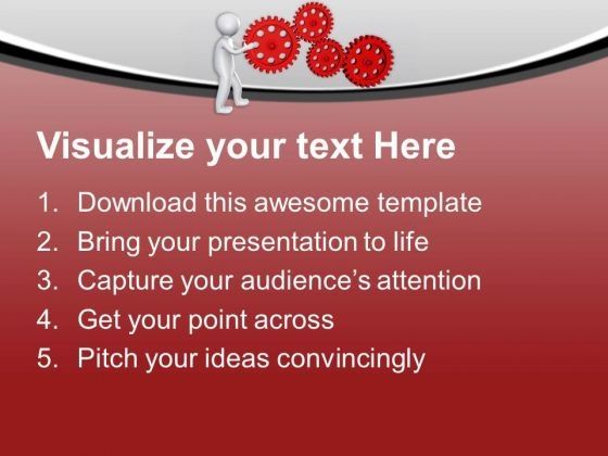 Man Pushing Red Gears PowerPoint Templates Ppt Backgrounds For Slides 0713 Man Pushing Red Gears PowerPoint Templates Ppt Backgrounds For Slides 0713