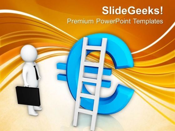 Man With Ladder And Euro Symbol PowerPoint Templates Ppt Backgrounds ...