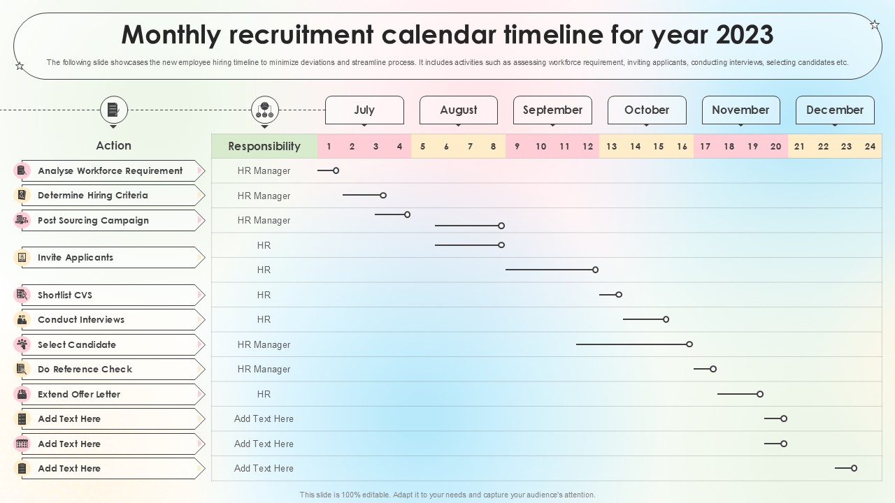 Monthly Recruitment Calendar Timeline For Year 2023