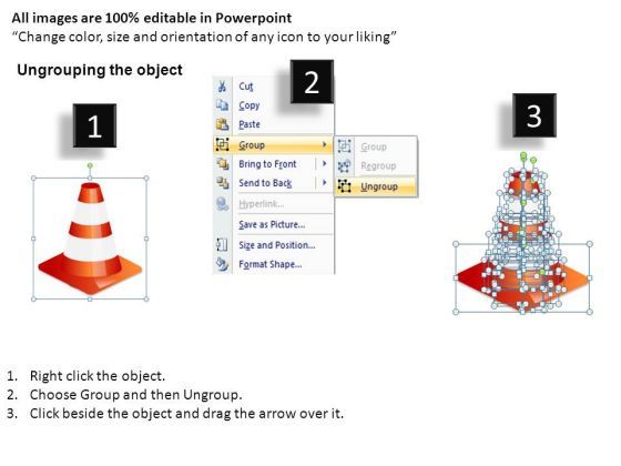 Multiple Piled Traffic Cones Editable PowerPoint Clipart Graphics Slides