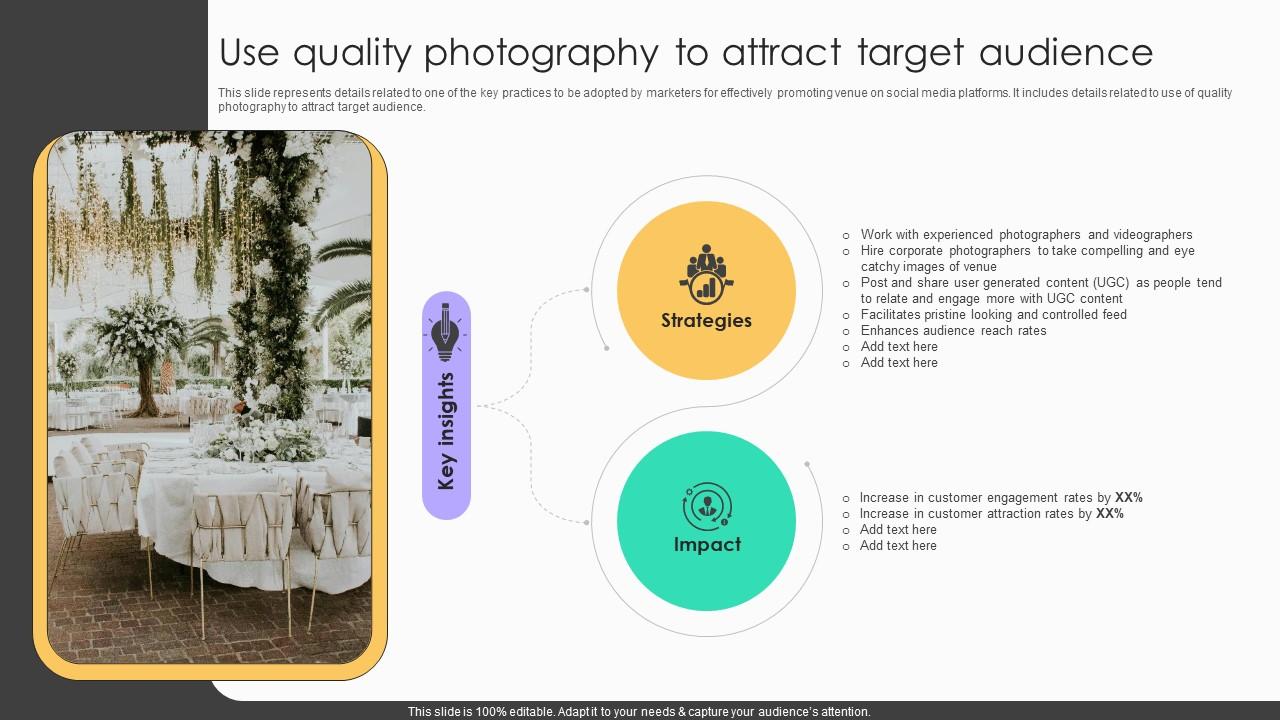 Online Venue Advertising Plan Use Quality Photography To Attract Target Aud