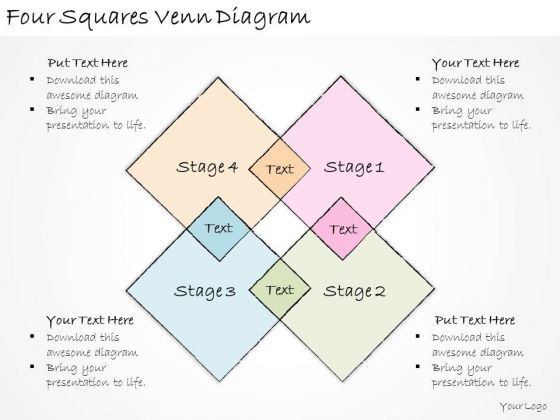 Ppt Slide Four Squares Venn Diagram Business Plan