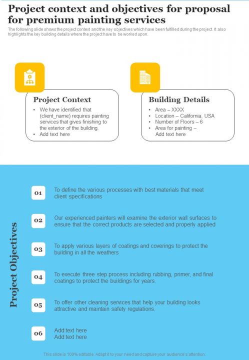 Project Context And Objectives For Proposal For Premium One Pager Sample Example Document