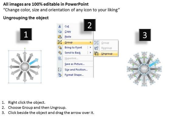 Regular Demonstration Of 12 Diverging Arrows Circular Flow Motion Chart