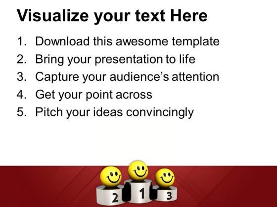 Smileys On Winner Podium Competition PowerPoint Templates Ppt ...
