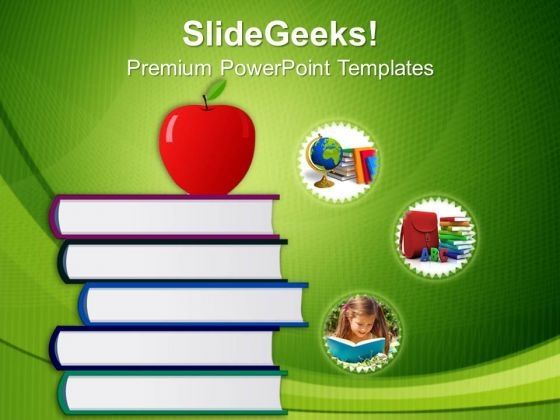 Stack Of Books And Apple Education PowerPoint Templates Ppt Backgrounds ...