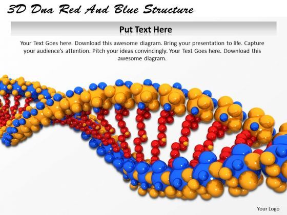 Stock Photo 3d Dna Red And Blue Structure PowerPoint Template