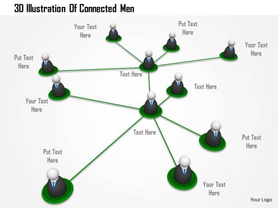 Stock Photo 3d Illustration Of Connected Men PowerPoint Slide