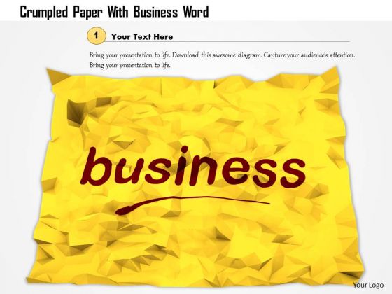 Stock Photo Crumpled Paper With Business Word PowerPoint Slide