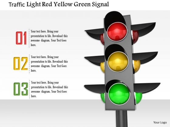 Stock Photo Traffic Light Red Yellow Green Signal PowerPoint Slide