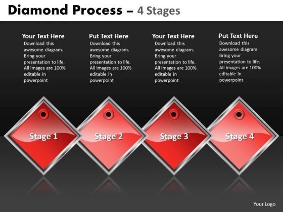 Strategic Management Diamond Process 4 Stages Sales Diagram