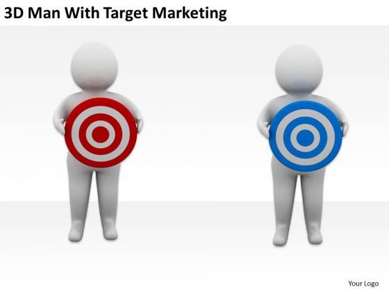 Successful Business People 3d Man With Target Marketing PowerPoint Slides