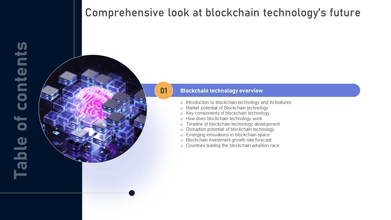 Table Of Contents For Comprehensive Look At Blockchain Technologys Future BCT SS V