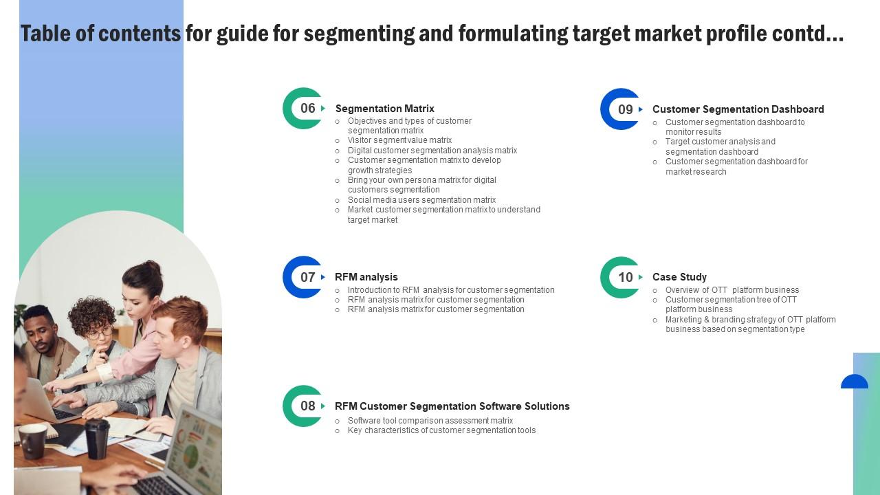 Table Of Contents For Guide For Segmenting And Formulating Target Market Profile Inspiration Pdf