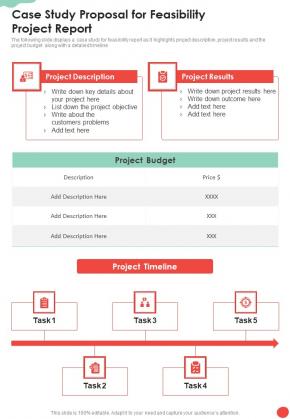 Case Study Proposal For Feasibility Project Report One Pager Sample Example Document