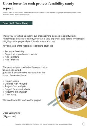 Cover Letter For Tech Project Feasibility Study Report One Pager Sample Example Document