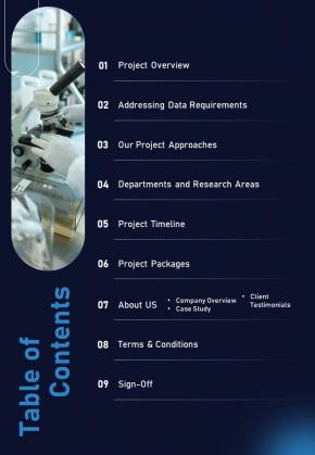 Genes Science Project Proposal Table Of Contents One Pager Sample Example Document