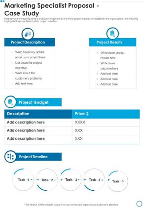 Marketing Specialist Proposal Case Study One Pager Sample Example Document