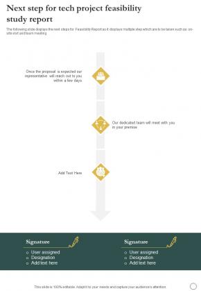 Next Step For Tech Project Feasibility Study Report One Pager Sample Example Document
