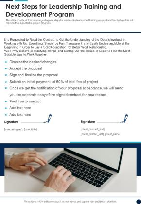 Next Steps For Leadership Training And Development Program One Pager ...