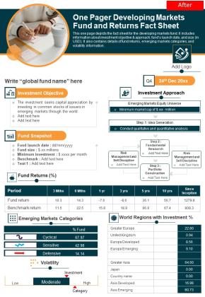 One Pager Developing Markets Fund And Returns Fact Sheet PDF Document ...