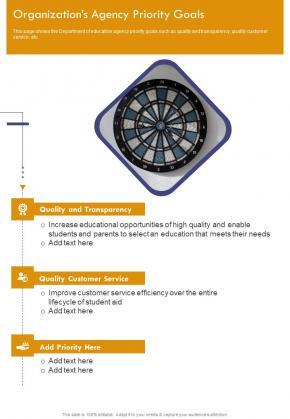 Organizations Agency Priority Goals One Pager Documents